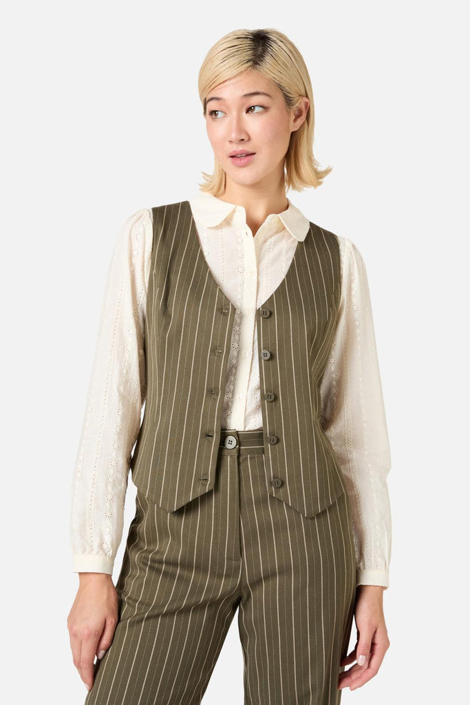 Abby Pinstripe V-Neck Vest – Princess Highway
